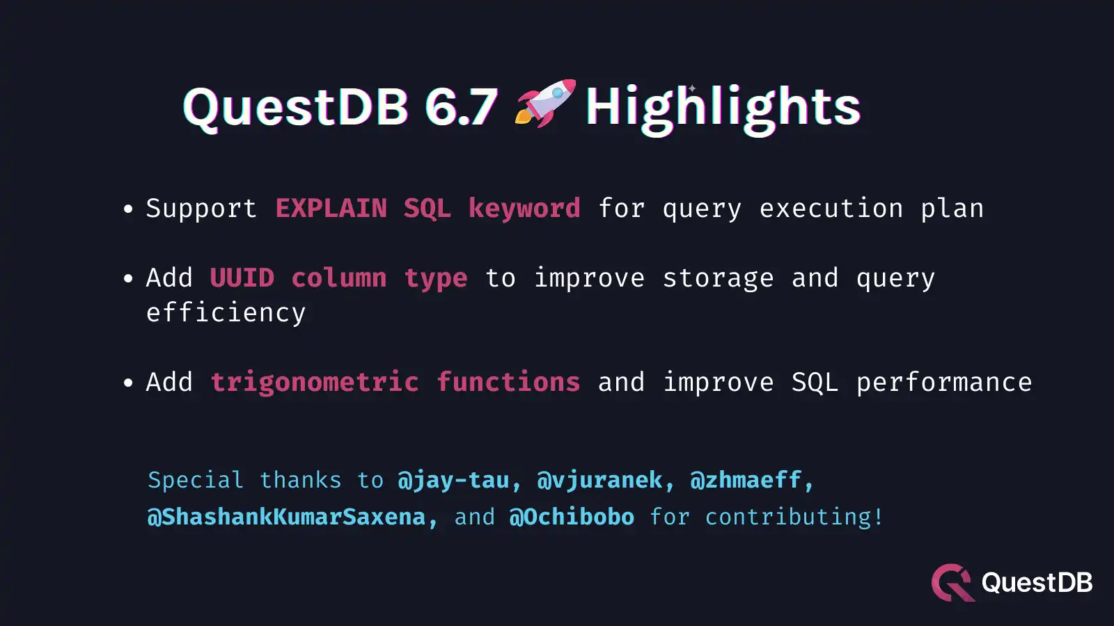 QuestDB 6.7 Release | QuestDB